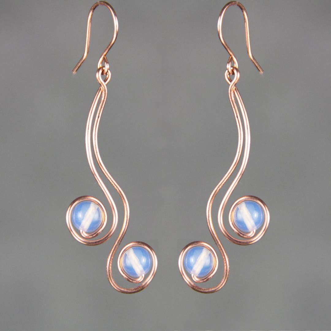 Modern Abstract Wavy Long Earrings, Handmade Jewelry, Anniversary Gift ...