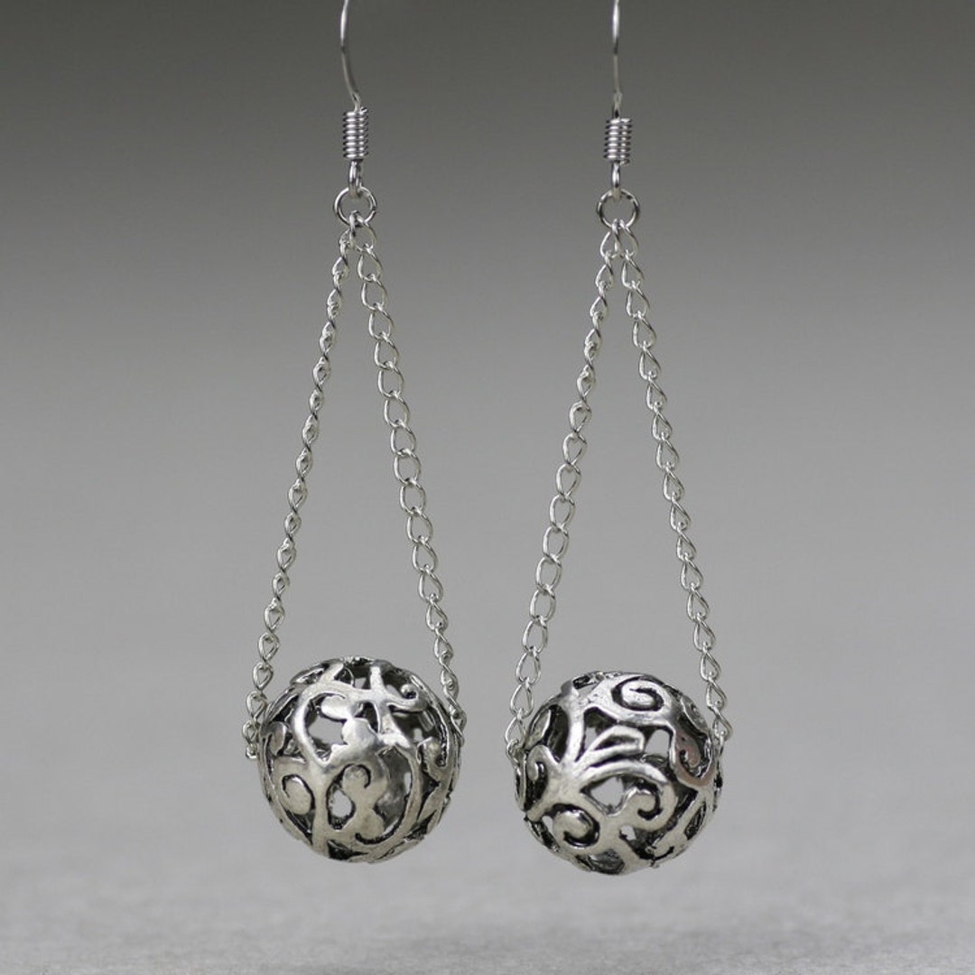 Abstract Spiral Ball Dangle Earrings, Handmade Jewelry, Bridesmaid Gift ...