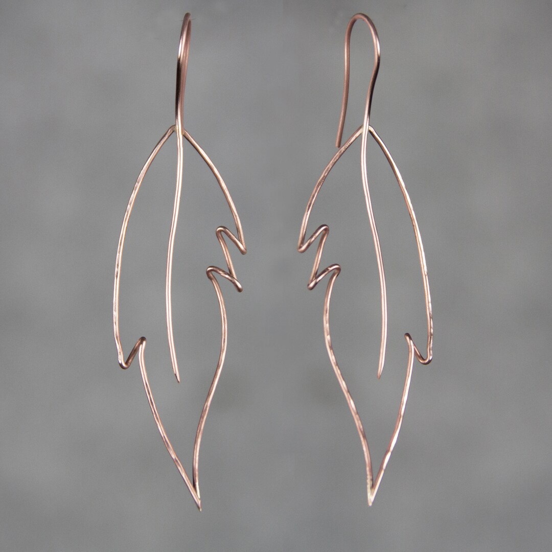 Leaf Feather Hammered Texture Earrings, Bridesmaid Gift, Gift for Her ...