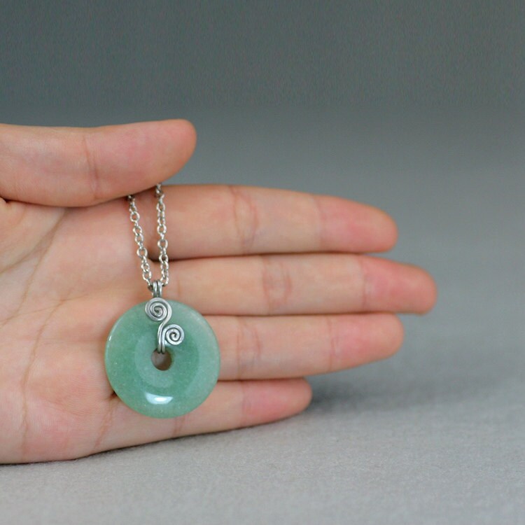 Sterling Silverscroll Pendantjade Pendant Hoop Pendant - Etsy UK