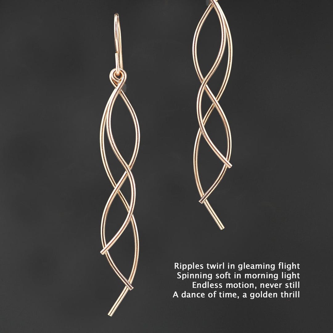 Long Triple Wavy Dangle Earrings, Handmade Jewelry, Unique, Free US ...
