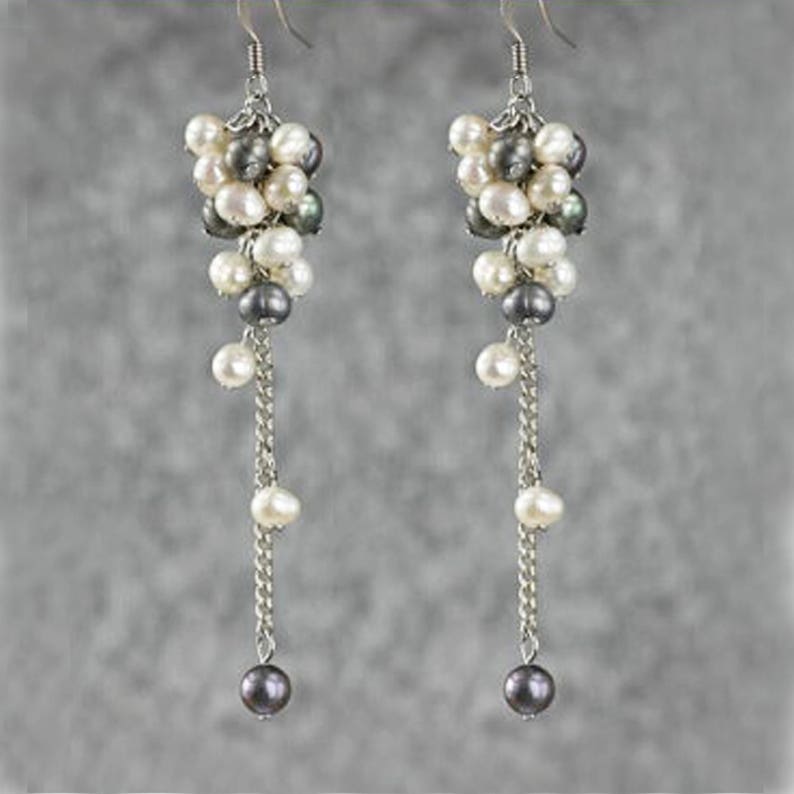 Colorful pearl dangle earrings pearl earrings chandelier | Etsy