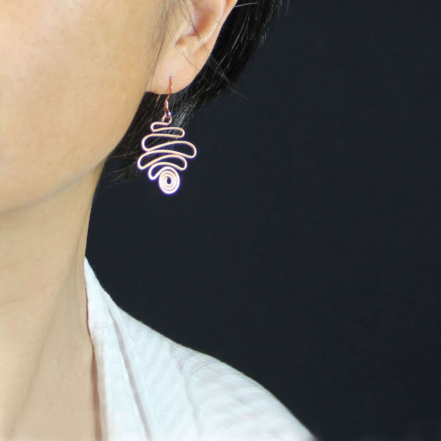 Wavy Dangle Earrings, 14k Rose Gold Filled, Bridesmaid Gift, Gift for ...