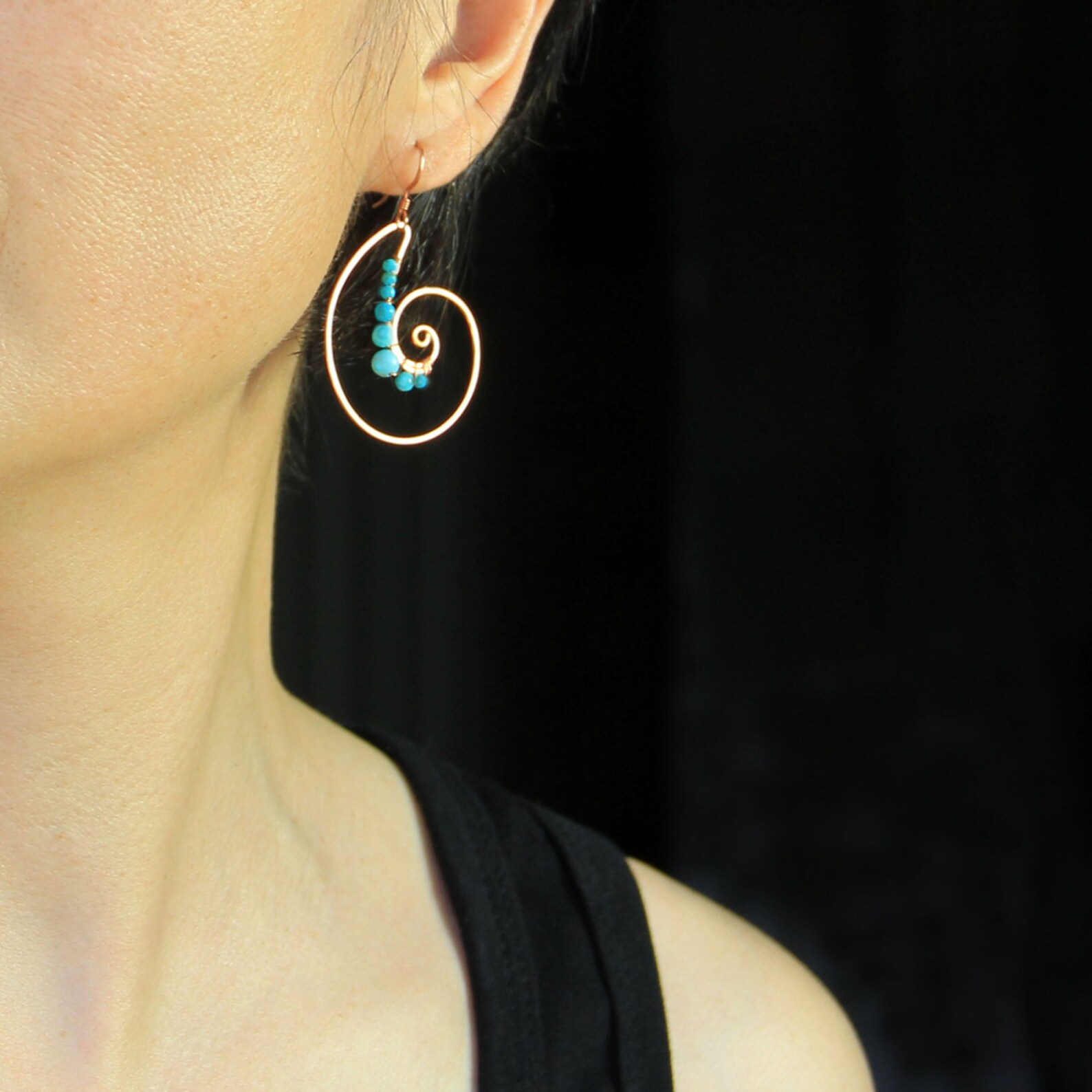 Spiral Shell Earrings,turquoise Earrings,hoop Earrings,personalized ...