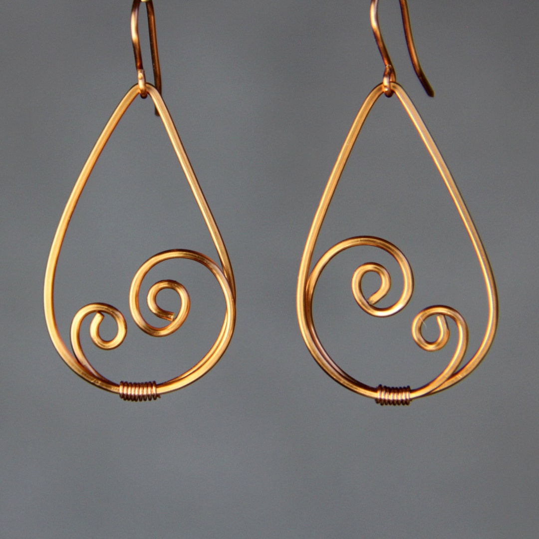 Modern Abstract Teardrop Swirl Dangle Earrings, Handmade Jewelry ...