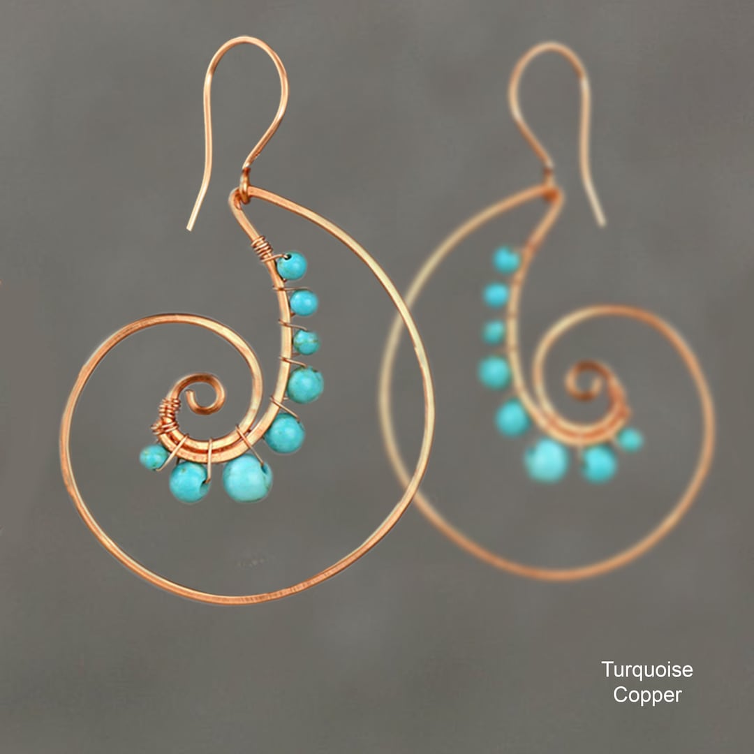 Spiral Shell Earrings,turquoise Earrings,hoop Earrings,personalized ...