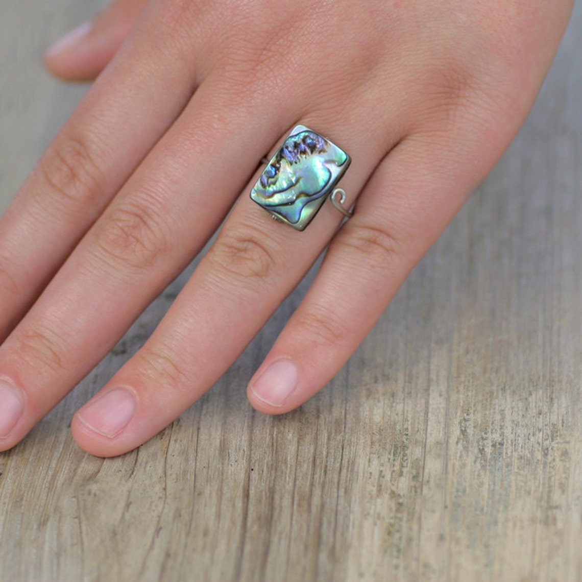 Sterling Silver Ring, Abalone Shell Ring, Bridesmaid Gift, Gift for Her ...