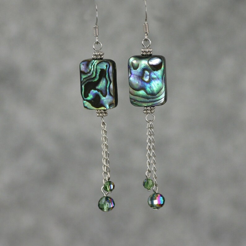Abalone Shell Dangle Earrings, Bridesmaid Gift, Gift for Her, Wedding ...