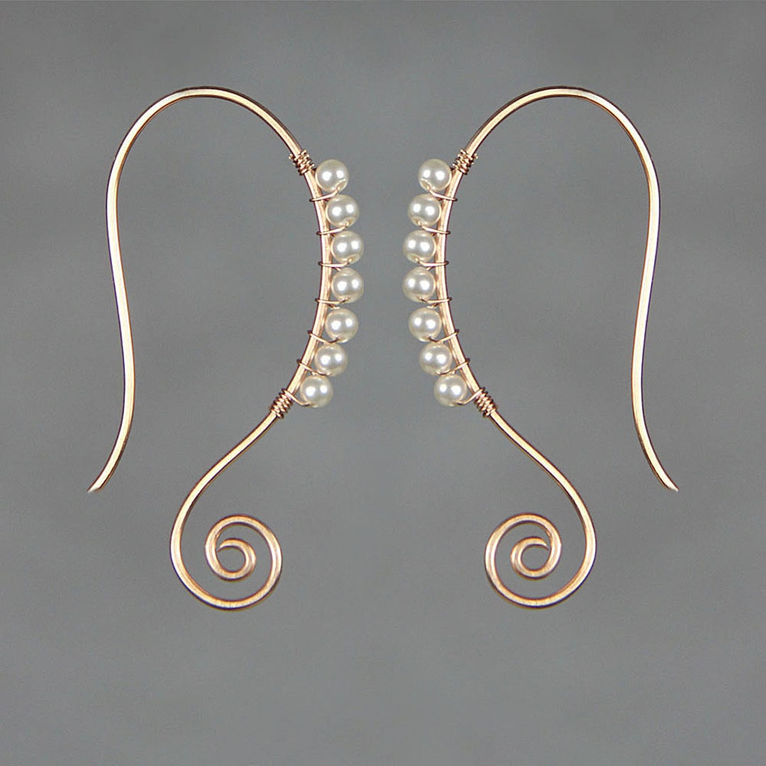 Abstract Scroll Hoop Wiring Earrings, Handmade Jewelry, Birthday Gift ...