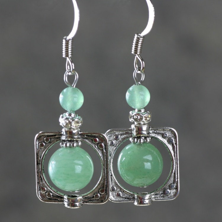 Stone square frame drop dangle earrings bridesmaid gift gift | Etsy