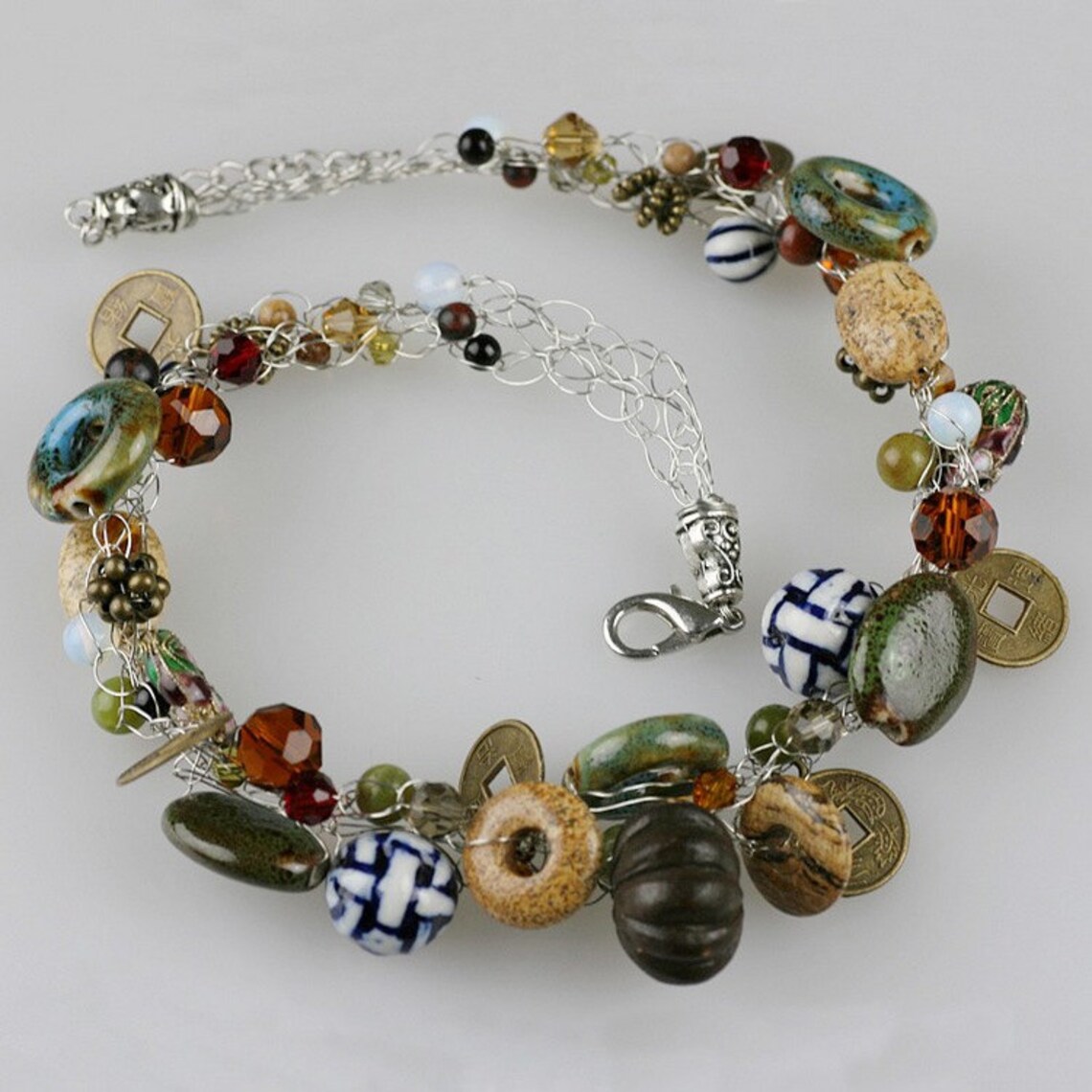 Crocheted Chinese Ceramic Coin Necklace Bridesmaid Gift Gift - Etsy