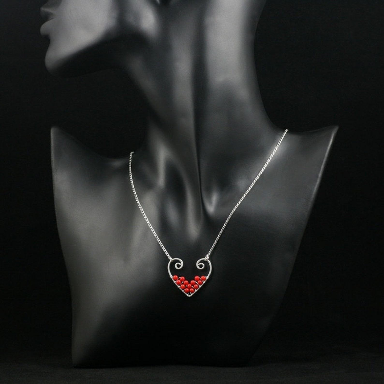 Heart abstract pendant necklace bridesmaid gift gift for | Etsy