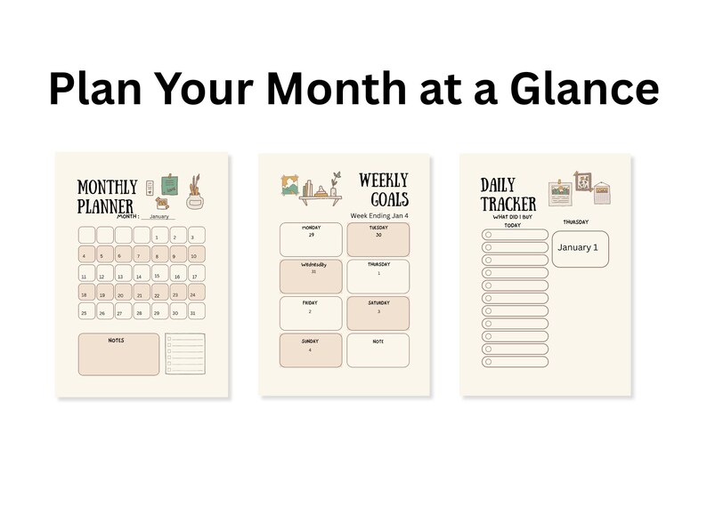 2026 Minimalist Digital Planner | Simple Daily, Weekly, Monthly (PDF ...