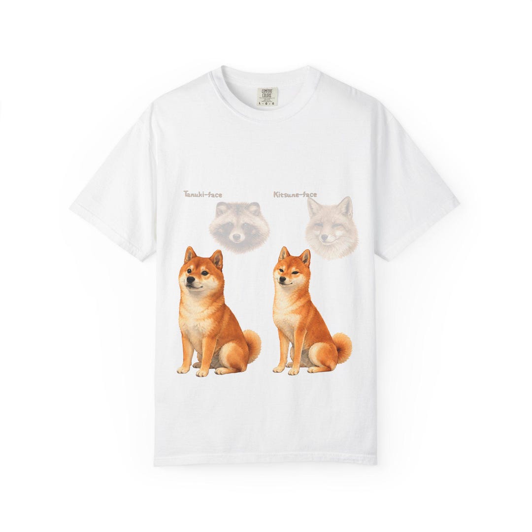 Shiba Inu Fox Face & Tanuki Face T-Shirt Cute Comparison Illustration ...