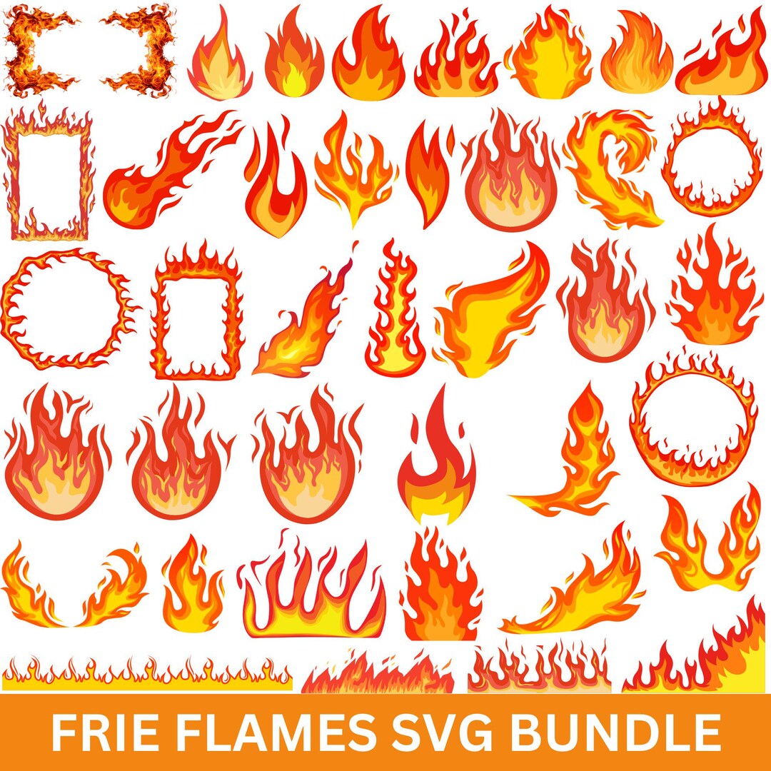 Fire Flames SVG Bundle, Clipart Graphics (digital Download - Etsy