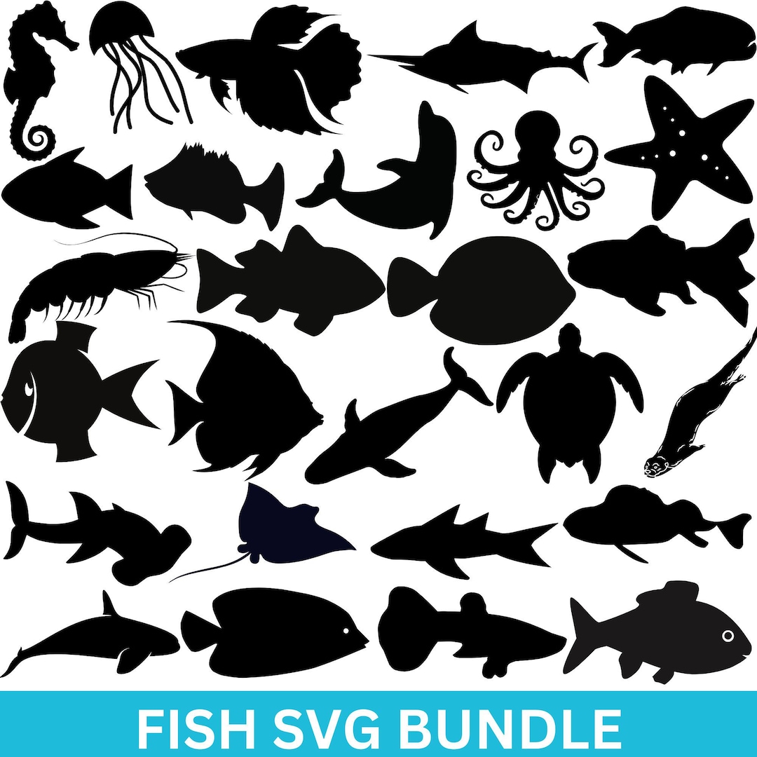 Ocean Life SVG Bundle, Tropical Fish, Sea Creatures Cut Files (digital ...