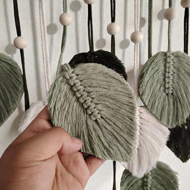 Handmade Macrame Leaf Wall Hanging | Boho Woven Wall Decor, Neutral ...