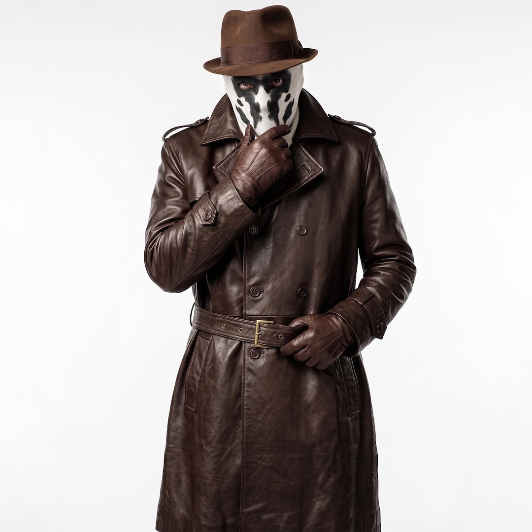 Watchmen Rorschach Brown Leather Coat Rorschach Costume Cosplay Coat