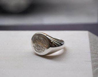 Custom Designed and Engraved Signet Ring, Sterling Silver / Hand-made ...