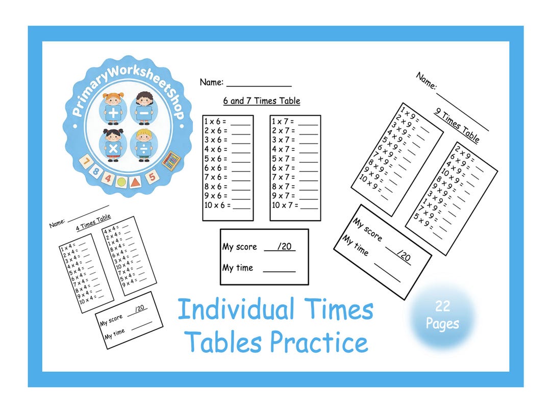 Individual Times Tables Practice - Etsy