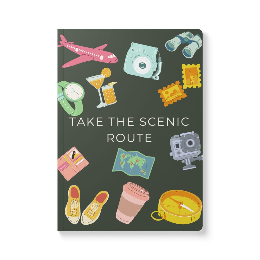 Take the Scenic Route Travel Icons Journal | Softcover Notebook - Etsy