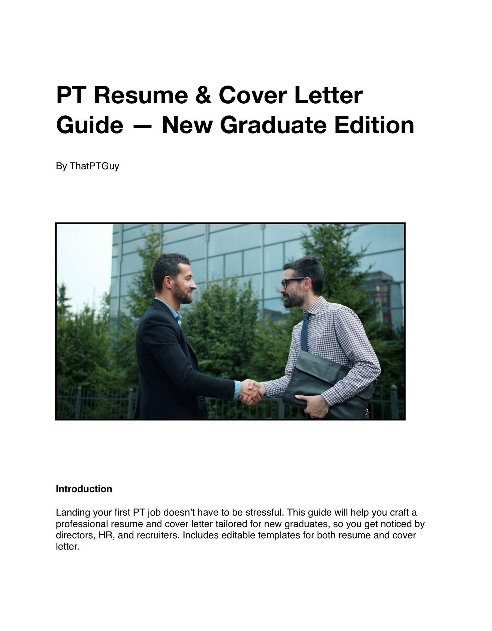 PT Resume and Cover Letter Guide — New Grad Templates & Examples - Etsy