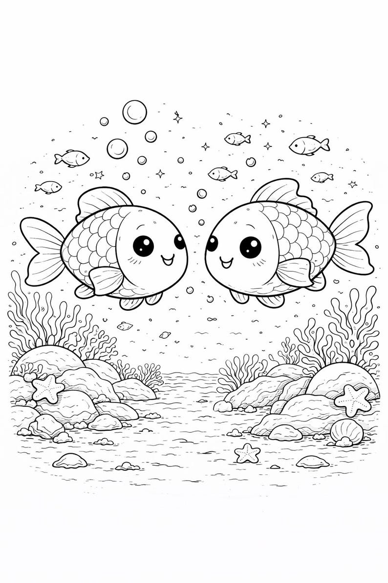 Ocean Coloring Page for Kids Printable Pdf–jellyish Dolphin Fish ...