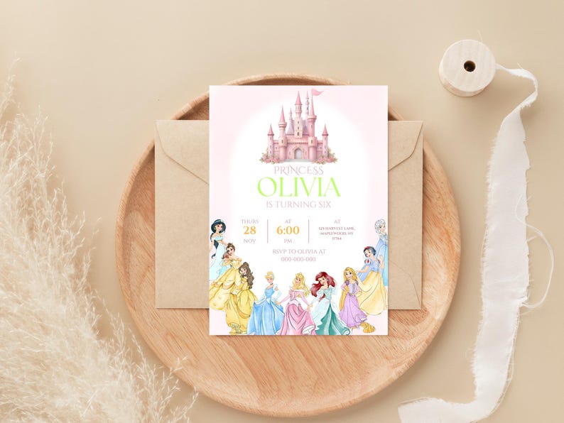 Princess Birthday Invitation Card | Editable Canva Template | Little ...