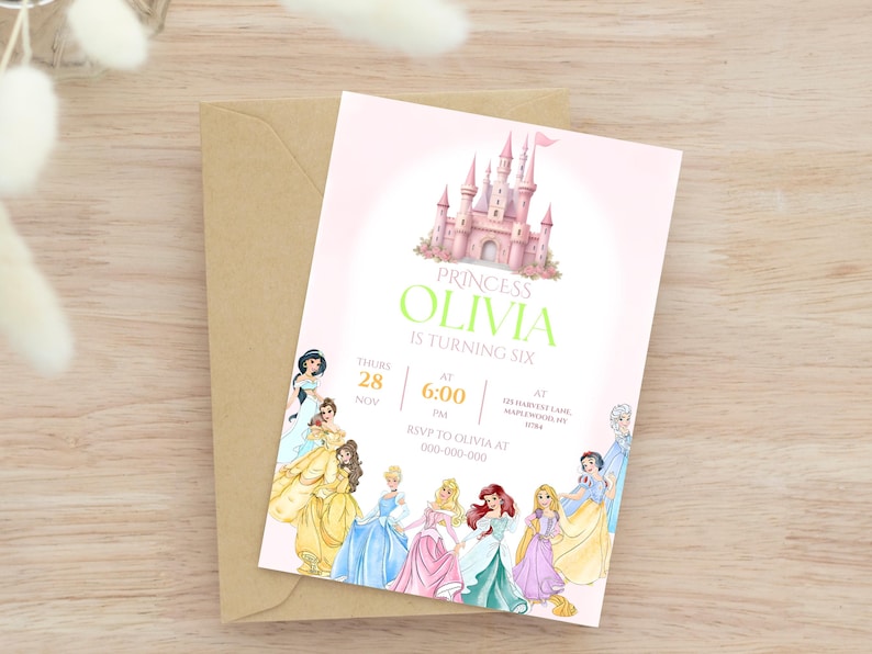 Princess Birthday Invitation Card | Editable Canva Template | Little ...