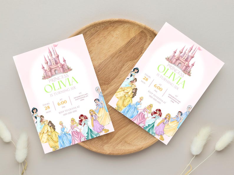 Princess Birthday Invitation Card | Editable Canva Template | Little ...