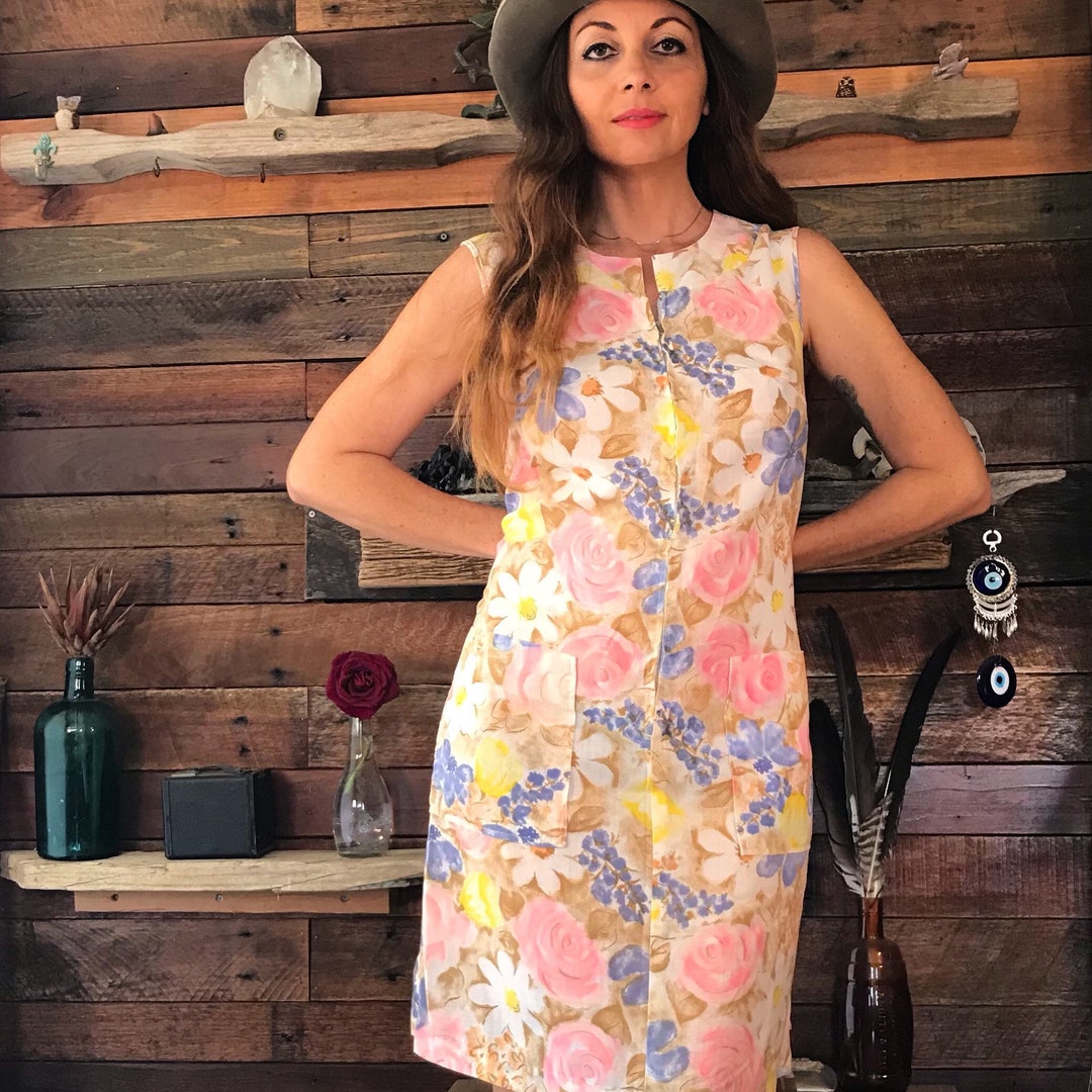 1960's 'ken Robes by Ken Rose' Pastel Floral Shift - Etsy