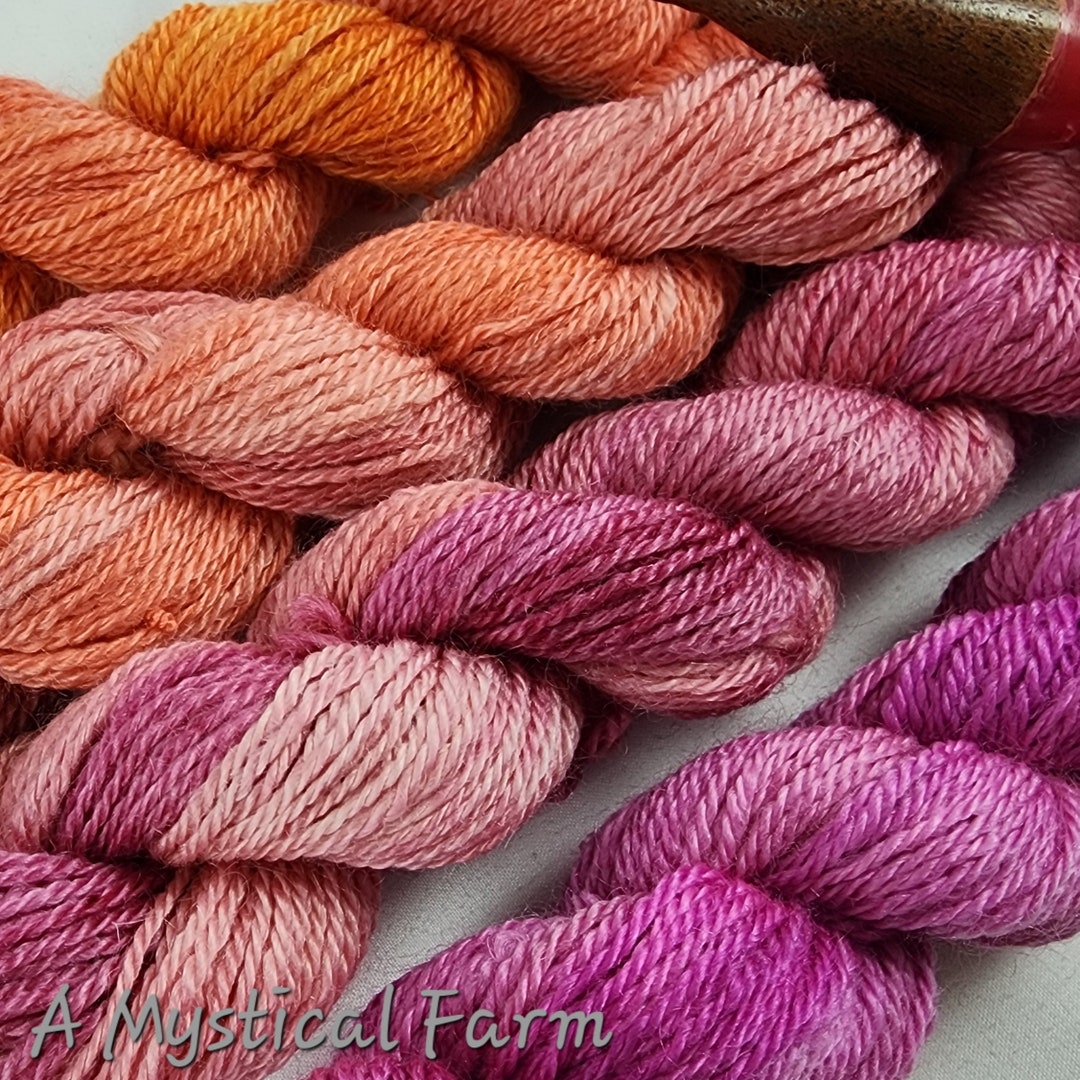 Kid Mohair Wool Fingering Yarn Set, Pink Orange Gradient, 100g - Etsy