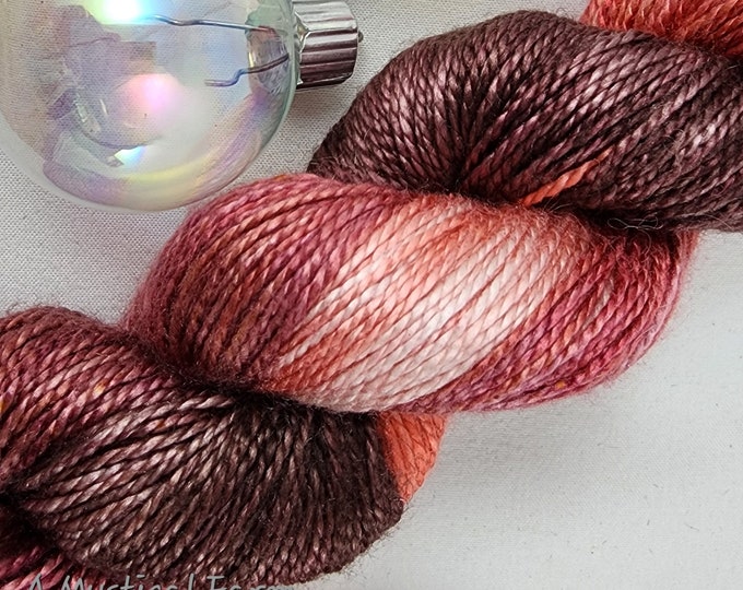 Pure Silk Yarn, Fingering Sock Weight in Persimmon & Wine Colorway, 8/2 ...
