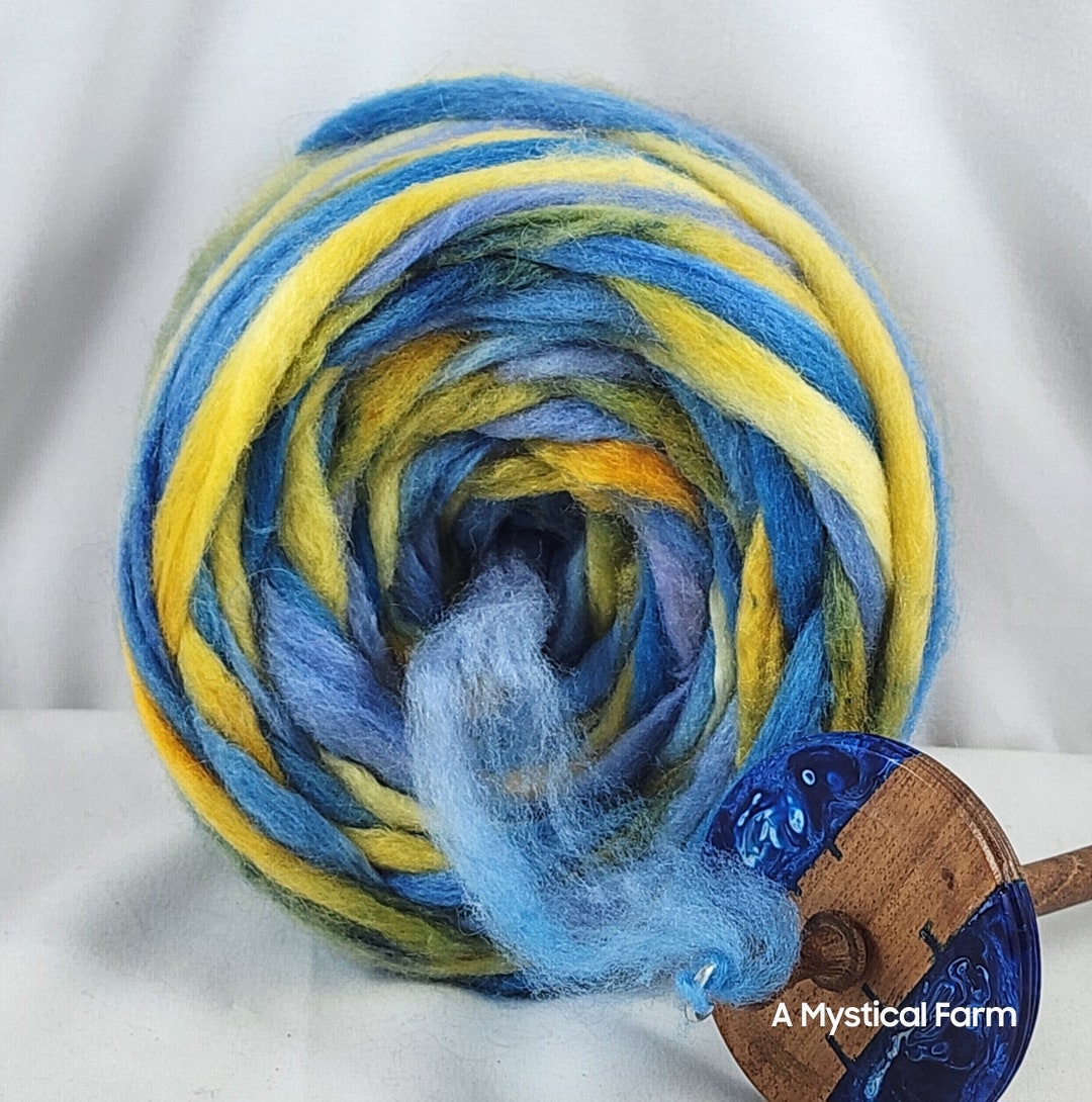 Kid-grade Mohair Romeldale Wool Roving in Sunshine by the Lake Colorway ...