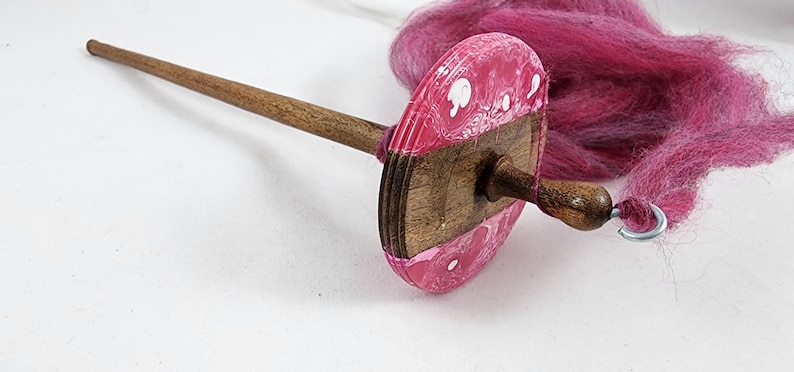Acacia Wood Drop Spindle With Rose Pink Resin Swirl - Etsy