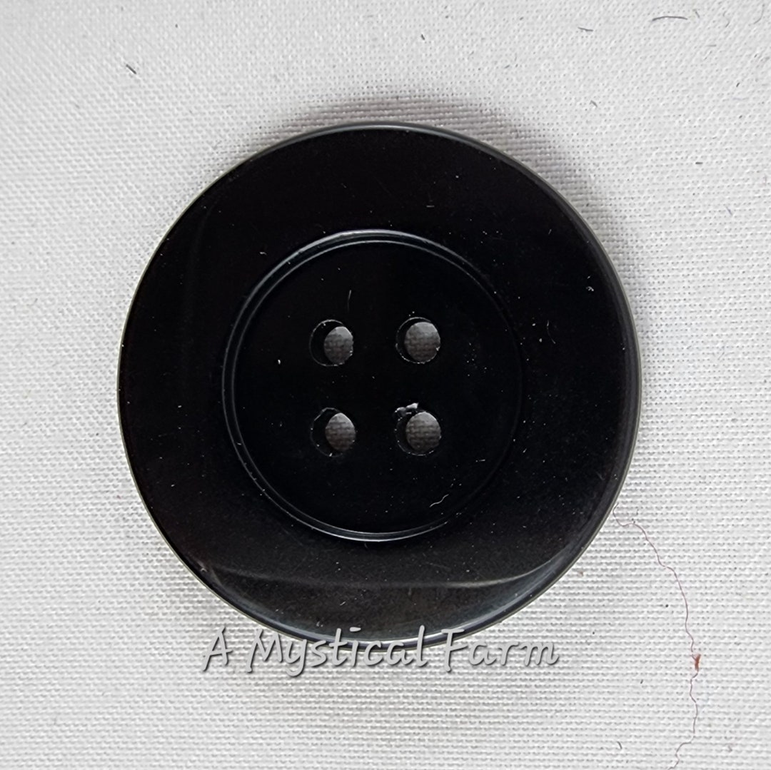 Genuine Black Obsidian Gemstone Button, Large 1 1/8" Size, 4-hole Style ...