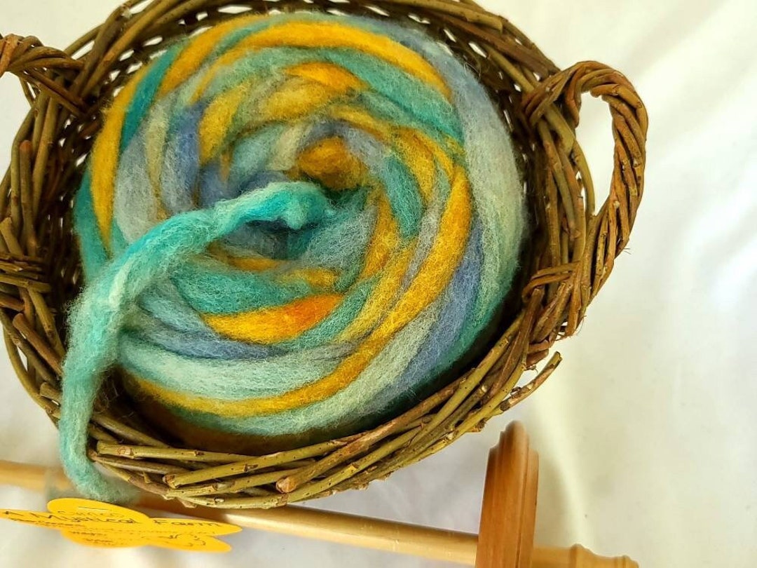 Wool Roving Blend With CVM Wool and Silk in the Golden Turquoise ...