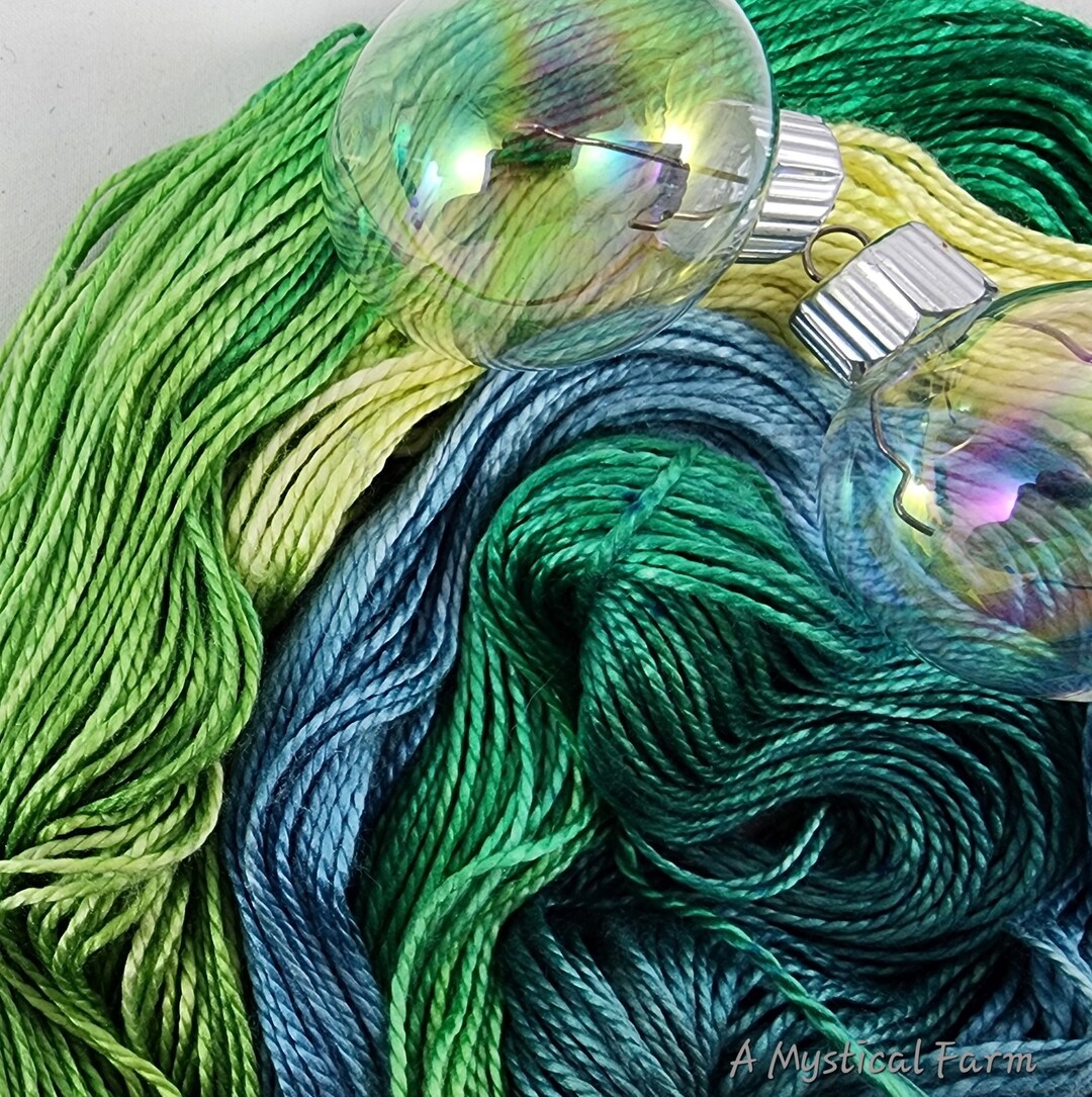 Pure Silk Yarn in Luscious Lime, Pine Green, Lake Blue, and Daffodil ...