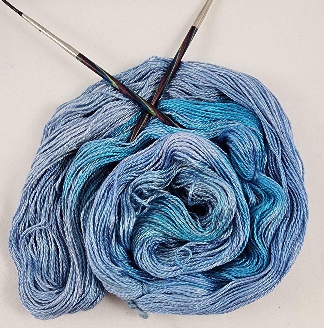 Mulberry Silk Yarn in Soft Blue Shades of Periwinkle & Seaside, 25gram ...