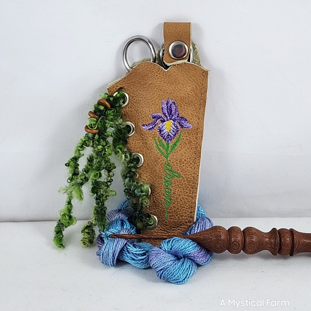 Genuine Leather Scissor Keeper Embroidered With Dream Iris on the Front ...