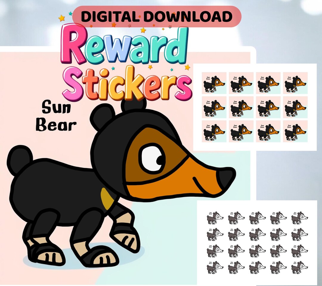 Sun Bear Reward Stickers Printable for Teachers – Cute Bear Classroom ...