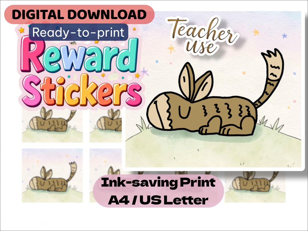 Printable Reward Sticker Sheet for Teachers – Bunny Classroom Stickers ...