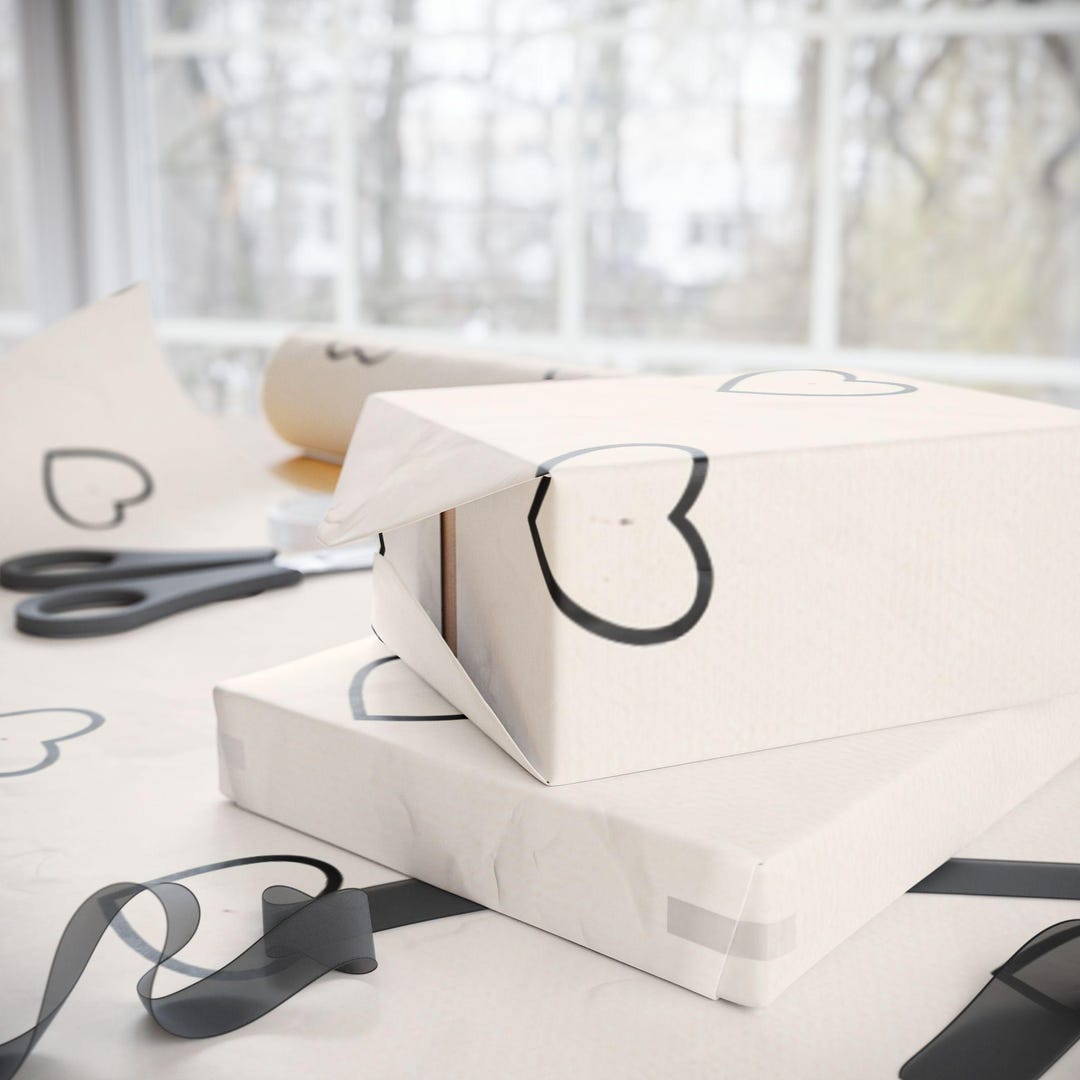 Hand-drawn Hearts Wrapping Paper | Hearts Pattern Gift Wrap Roll - Etsy