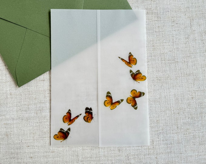 Monarch Butterfly Vellum Jacket, 5x7 Vellum Wedding Invitation, Baby ...