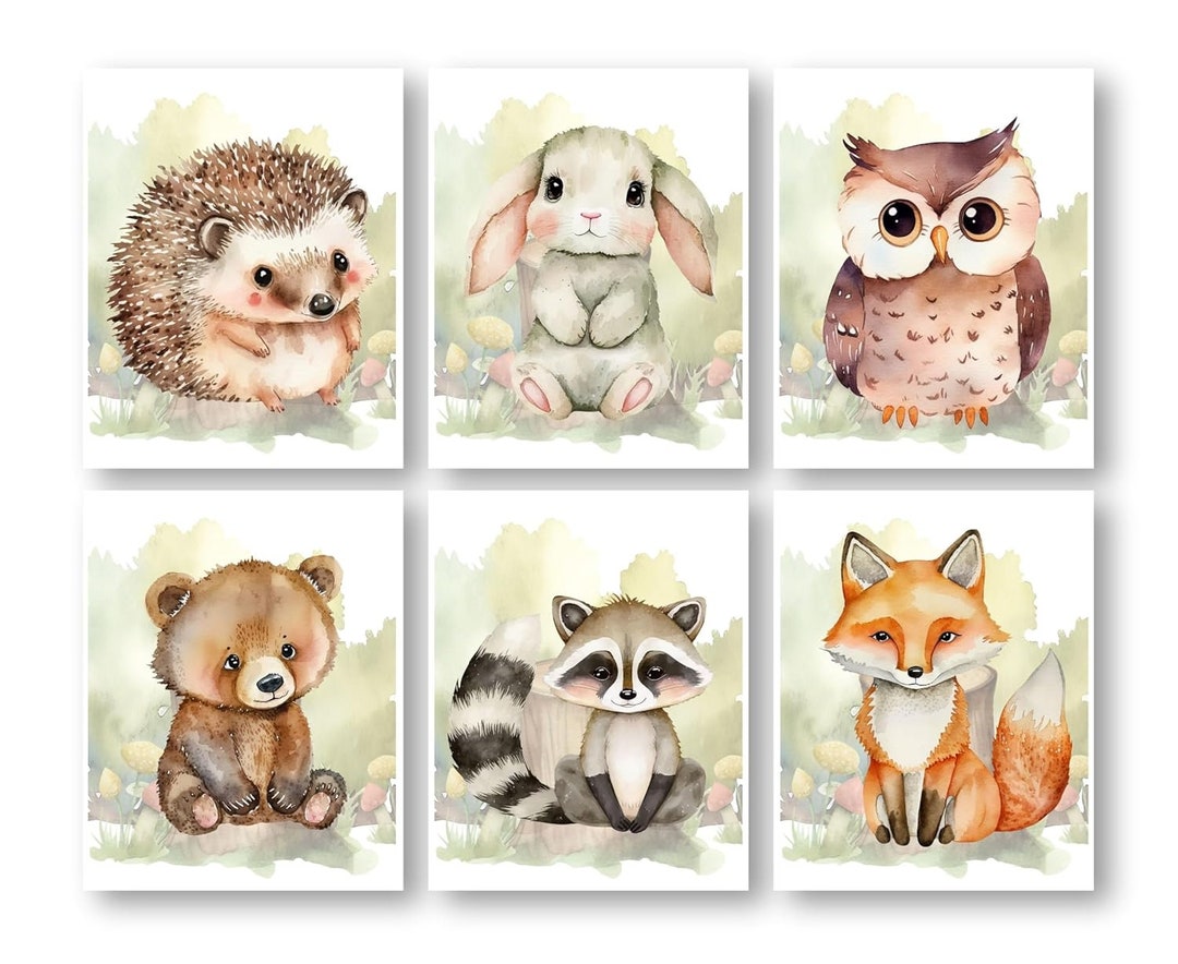 Forest Animal Nursery Decor, Woodland Friends Children's Artwork ...