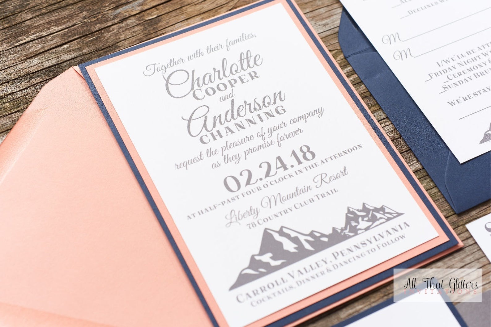 Mountain Wedding Invitations Ski Resort Wedding Invitations - Etsy