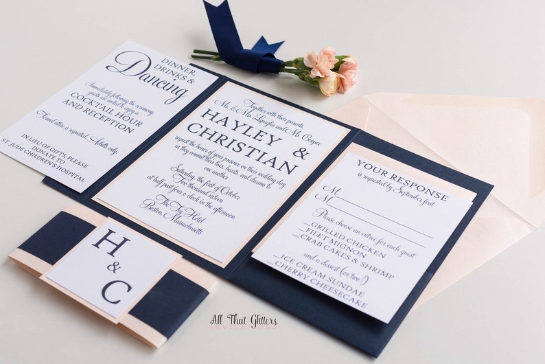 Modern Wedding Invitation Envelope Pocketfolder Wedding - Etsy