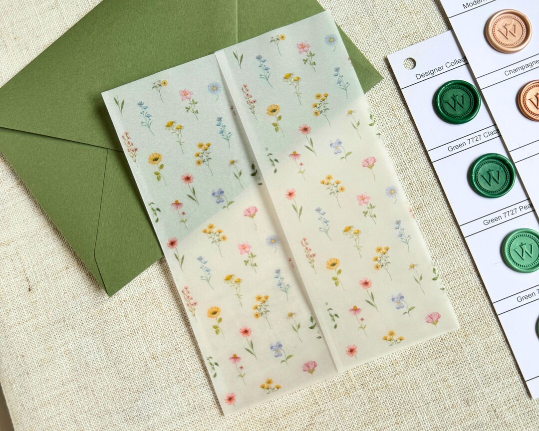 Cute Garden Flower Pattern Vellum Jackets, Floral Wedding Invitation ...