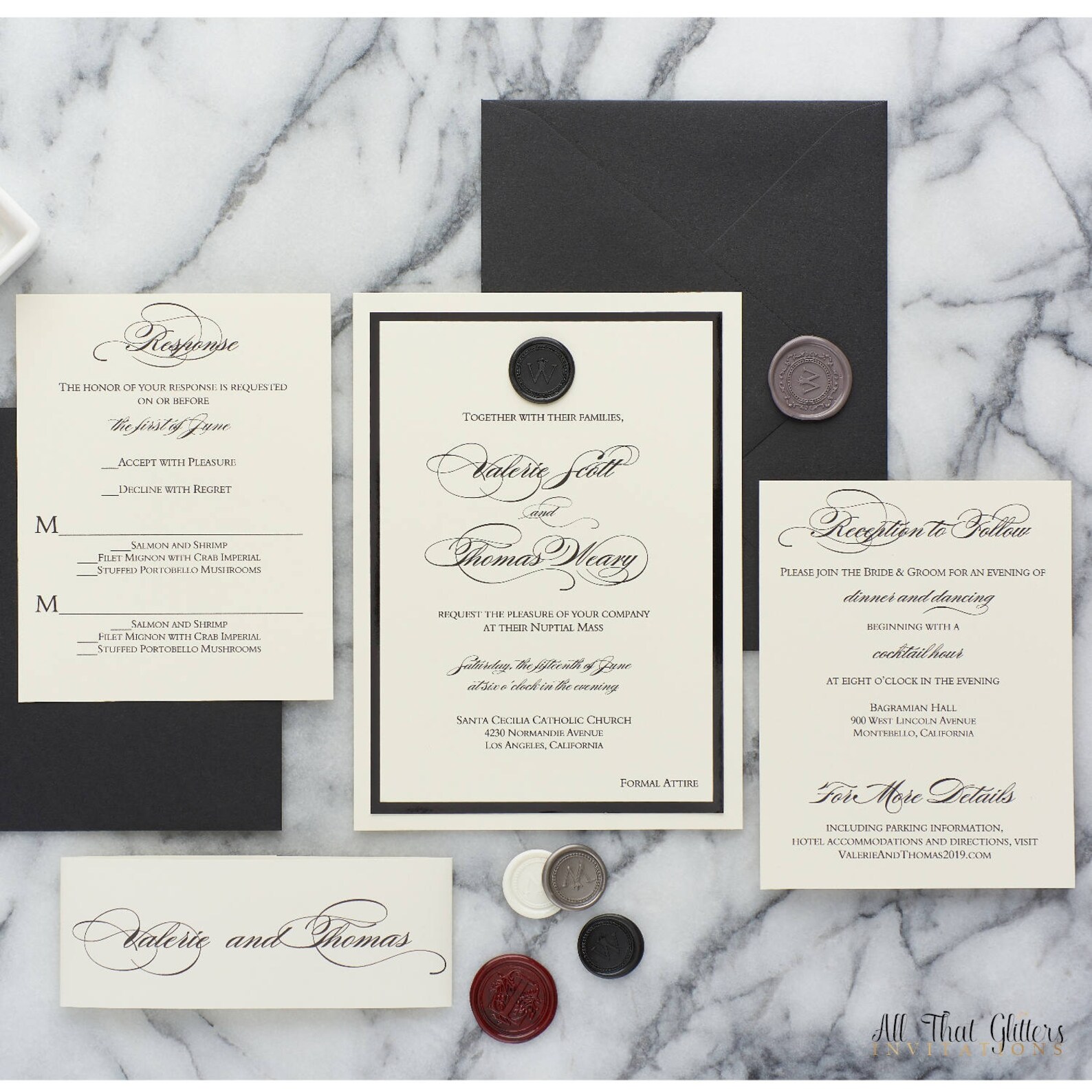 Wedding Invitations With Wax Seals Stamped Invites Three - Etsy