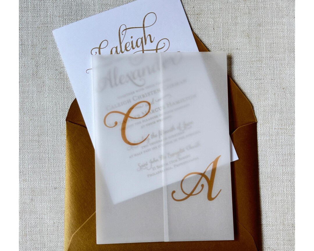 Personalized Wedding Invitation Vellum Wraps , Translucent Wedding ...